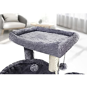 Xin Three Layer Cat Tree with Cat Condo and Two Hammocks,Grey