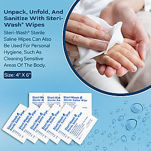 Steri-Wash® Aftercare Piercing Wipes 100 Count - Sterile Saline Solution for Gentle and Convenient Piercing Cleansing for Nose, Ear, Belly, Lips - Cleanses, Sanitizes and Soothes Skin Irritations