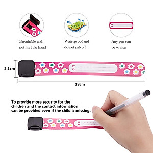 8 Pieces Child Safety ID Wristband, Emergency Identification Bracelets Reusable Waterproof Handwritten Brands Safety Armband for Kids or Old Men (8)