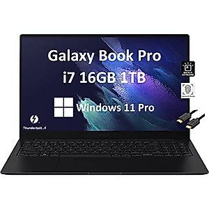 SAMSUNG Galaxy Book Pro 15.6" FHD AMOLED (Intel Core i7-1165G7, 16GB RAM, 1TB PCIe SSD) Home & Business Laptop, Backlit Keyboard, Fingerprint Reader, Wi-Fi 6E, Webcam, OLED, IST HDMI, Win 11 Pro