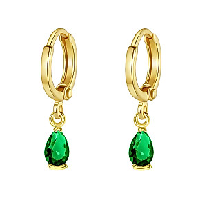 Gold Huggie Earrings for Women Emerald Green Earrings 14k Gold Cartilage Tiny Small Gold Hoop Earrings Emerald Drop Stud Earring Set Women