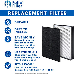 Fette Filter - Premium Air Purifier Replacement Filter Set, Compatible with Levoit LV-H126 Air Purifier (2 Hepa 2 Carbon)