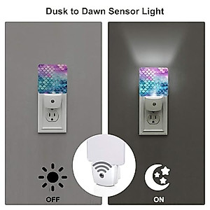 WUFNUUL Night Light Plug into Wall Mermaid Scale Blue Pink Sensor Led Dusk to Dawn Night Lamp Plug-in Home Decorative for Bedroom Bathroom Kitchen Hallway Stairs Hallway Energy Efficient