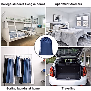 Polecasa Extra Large Heavy Duty Laundry Bag with 130gsm Tear Resistant Fabric, ID Tag and Handles, Easy to Carry Waterproof Dirty Clothes Drawstring Bag, Washable Hamper Bag for Travel, 28”x36”, Blue