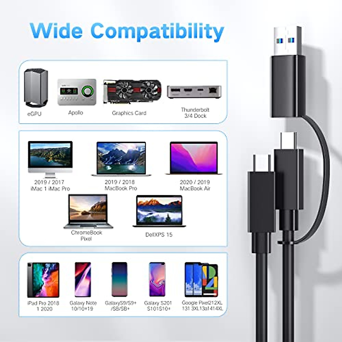 Thunderbolt 4 / USB 4 Cable 3.3ft | 40Gbps, 100W, 8K