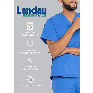 Landau Essentials Unisex Relaxed Fit 1-Pocket V-Neck Scrub Top 7502
