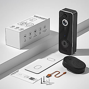 EKEN Smart Video Doorbell Camera Wireless with Chime Ringer, HD Live Image, Night Vision, Cloud Storage, Battery Powered, Indoor/Outdoor Surveillance, Smart AI Human Detection, 2.4G WiFi, 2-Way Audio