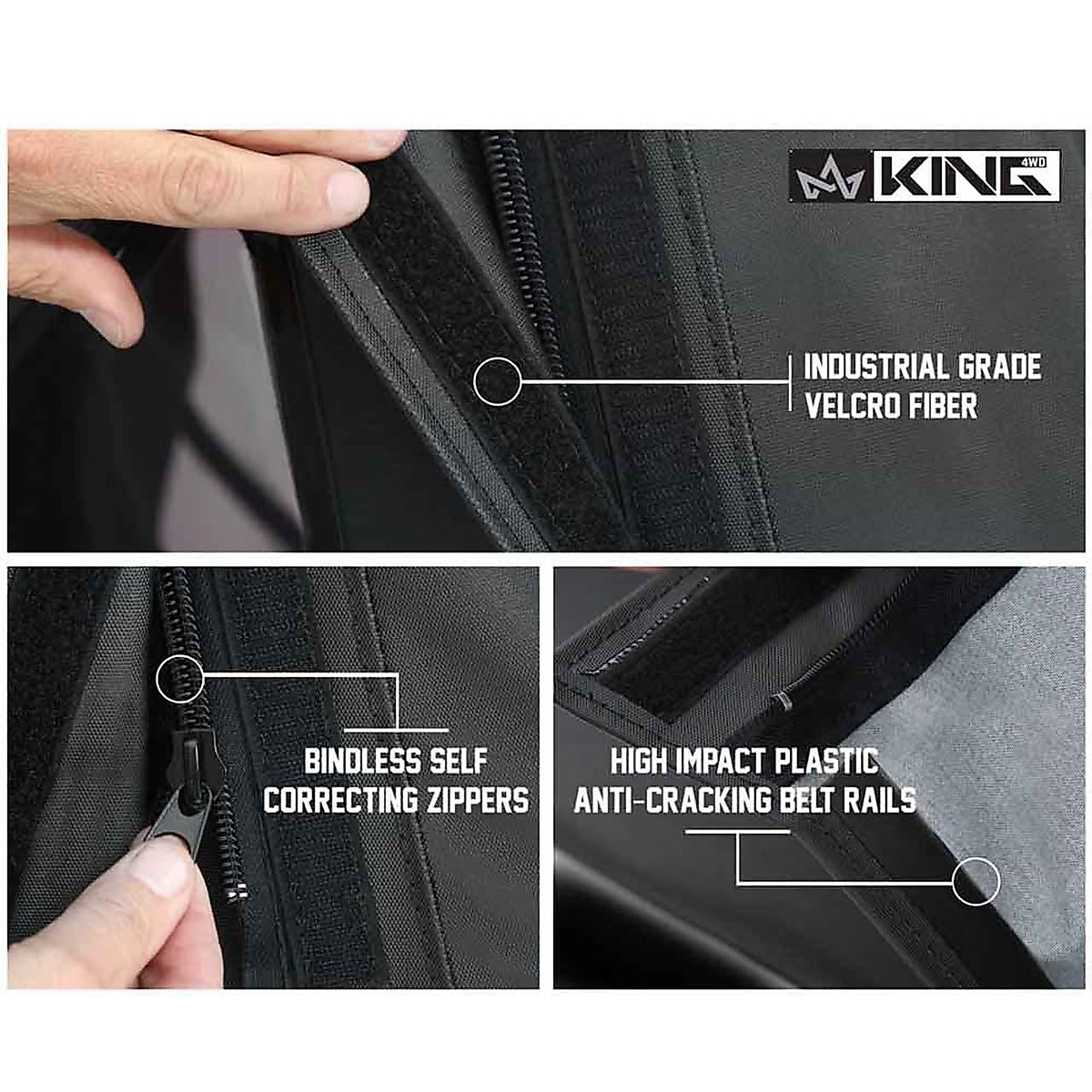 King 4WD Premium Replacement Soft Top - Black Diamond Material with 31% Tinted Windows - Suitable for Suzuki Samurai 1986-1994 - Requires Factory Original Soft Top Hardware