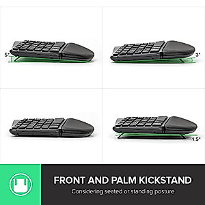 DeLUX Wireless Ergonomic Keyboard with Cushioned Palm Rest Against Carpal Tunnel, Ergo Split, Multi-Device Connection, Compatible with Windows, Mac OS (GM901D-Black)