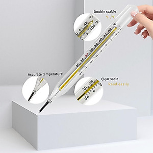 Clinical Glass Thermometer at℃&℉ is Suitable for 2 Pieces Under The Armpit-Adult Classic Non-Digital Thermometer-Medical Fever Thermometer-AiBi TECH