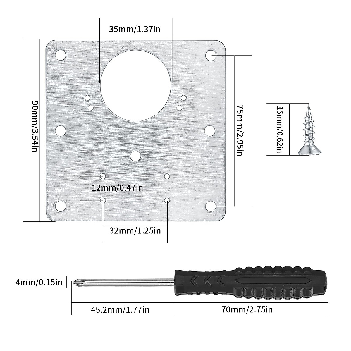 10 Pcs Cabinet Hinge Repair Plates Kits, Kitchen Cupboard Door Hinge Repair Plates, Stainless Steel Hinge Repair Fixing Bracket Plate Kit with Screws/Screwdriver for Kitchen Furniture Cabinet Door
