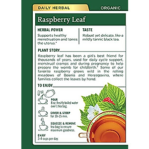 Traditional Medicinals Organic Raspberry Leaf Herbal Tea Caffeine Free, (Pack of 4) Total 64 Total Bag Tea