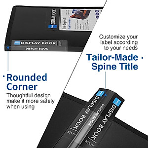 Sooez 30-Pocket Binder with Plastic Sleeves 8.5x11" (Black), Heavy Duty Art Portfolio Folder with Clear Sheet Protectors, Display 60 Pages, Presentation Book for Artwork, Document Organizer Binder