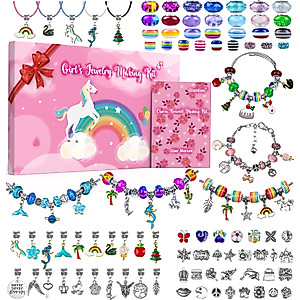 Charm Bracelet Making Kit, Gionlion 150 Pcs Jewelry Making Supplies Including European Beads Charm Pendants Snake Chains, Unicorn Gifts Set for Teen Girls Arts and Crafts for Kids Ages 5 6 7 8 9 10-12