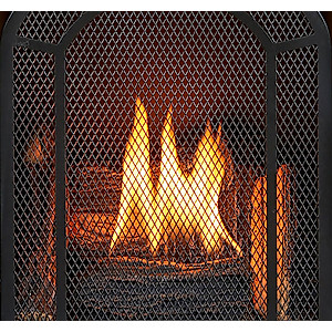 ProCom Dual Fuel Ventless Gas Fireplace Insert with Thermostat Control, 5 Fire Logs, Use with Natural Gas or Liquid Propane, 15000 BTU, Heats up to 600 Sq. Ft., Black