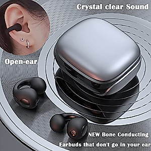 Loluka Wireless Ear Clip Open Ear Bone Conduction Earbuds Head Phones Small Ear Canals Clip On Bone Conduction Head Set Open Ear Headphones Bone Conducting Induction Headphones Earphones Bluetooth