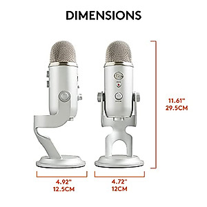 Blue Yeti USB Microphone for PC, Mac, Gaming, Recording, Streaming, Podcasting, Studio and Computer Condenser Mic with Blue VO!CE effects, 4 Pickup Patterns, Plug and Play – Silver