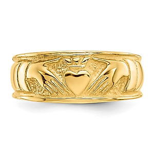 Solid 14k Yellow Gold Ladies Irish Claddagh Celtic Ring Band Size 9