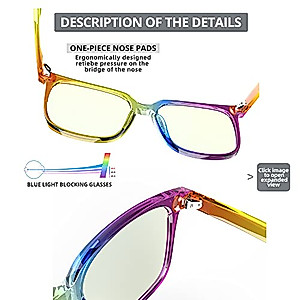DTIUGUTAE Blue Light Blocking Glasses for Women Men Anti Glare Reduce Eyeglasses Computer Oversized(Rainbow)