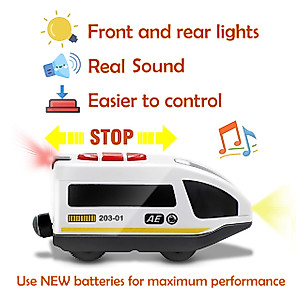 Tiny Land Battery Operated Action Locomotive Train (Magnetic Connection)- Powerful Engine Bullet Train Set Compatible with Thomas, Brio, Chuggington - Train Toys for Toddlers