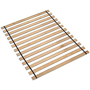 Signature Design by Ashley Wooden Mattress Support Bunkie Board Roll Slat with Nylon Cord, Full, Beige