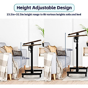 Dtadvlo 23'' Rolling Computer Desk，Portable Laptop Desk，Mobile Portable Laptop Desk, Height Adjustable Laptop Sit to Stand Up Desk，Overbed Table with Wheel Adjustable Height Desk