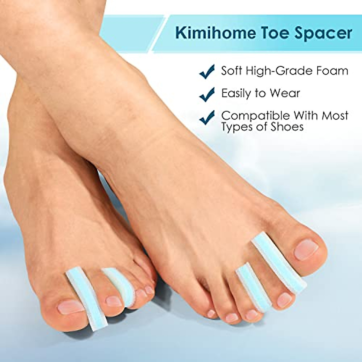 Kimihome 12 Packs Foam Toe Separator，Toe Gasket-Redress Overlapping Toes, Prevent Friction and Release Pressure, Relieve The Pain Caused by Bunions