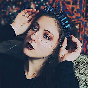 HAIMEIKANG Raw Crystal Quartz Crown Headband Handmade Tiara Natural Stone Headband for Woman Wedding and Parties (Black)