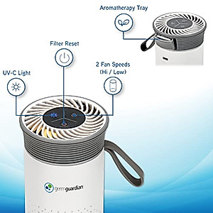 GermGuardian Portable Allergen Air Purifier for Small Spaces with USB Cable, Captures Dust, Pollens, Mold Spores, UV-C Light Helps Reduce Germs, 7” White, AC085