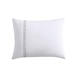 Vera Wang- King Duvet Cover Set, Designer Cotton Bedding Set, Includes Matching Shams with Bonus Euro Shams & Throw Pillow Covers (Lattice Solid White, King)