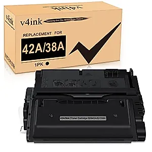v4ink Compatible Toner Cartridge Replacement for 42A Q5942A 38A Q1338A (1-Pack, Black) Work with Laser Jet 4200 4240 4250 4350 Series Printer