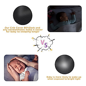 Blackout Cover for Pack and Play Breathable Crib Cover Stretchy Baby Darkening Netting Cover Indoor Outdoor Canopy Travel Accessories for Baby Infant Sleep