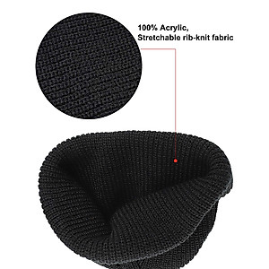 SATINIOR mens 2 Pieces Winter Short Fisherman Beanie Trawler Watch Edge Skullcap Men's Hat, Black, Medium