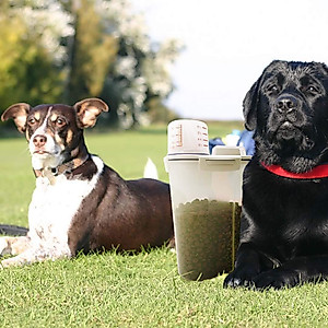 TIOVERY Dog Food Storage Container Small, Cat Food Storage Container Airtight Plastic Dispenser with Graduated Measuring Cup, Pourable Spout and Portable Collapsible Dog Bowl for Pet Food, Birds Seed