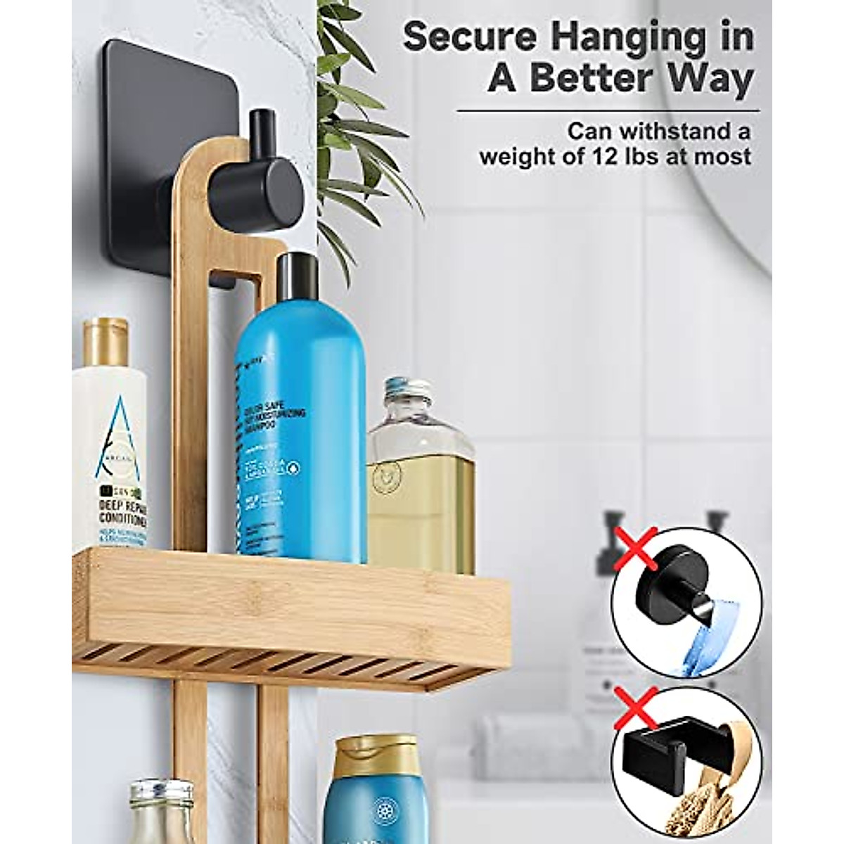 YOGEERNIC 2 PCS Adhesive Towel Hooks for Wall, No Drilling Removable Wall Hooks for Hanging, Heavy Duty Robe and Towel Hooks for Bathroom Bedroom Kitchen Hotel(Matte Black)