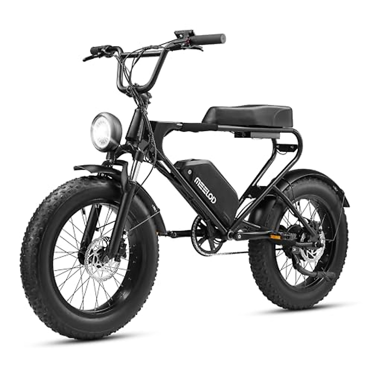 MEELOD Electric Bike for Adults，Electric Mountain Bike 1008W Brushless Motor/ 624Wh Removable Battery, 28MPH 20" Fat Tire Electric Bike (DK200 48V13Ah Black)