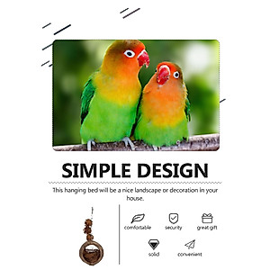 POPETPOP Coconut Bird Nest Natural Coconut Shell Hideaway Hanging Bird House Parrots Hide Hut Habitats Cage Accessory for Pet Budgies Parakeet Lovebird Finch Canary