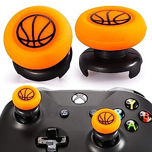 Playrealm FPS Thumbstick Extender & Printing Rubber Silicone Grip Cover 2 Sets for Xbox Series X/S & Xbox One Controller(Basketball)