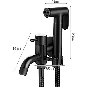 Toilet Bidet Sprayer, Black, Toilet Hand Shower, Handheld Bidet Sprayer for Toilet, Full Copper Flush, Toilet Companion, B Black