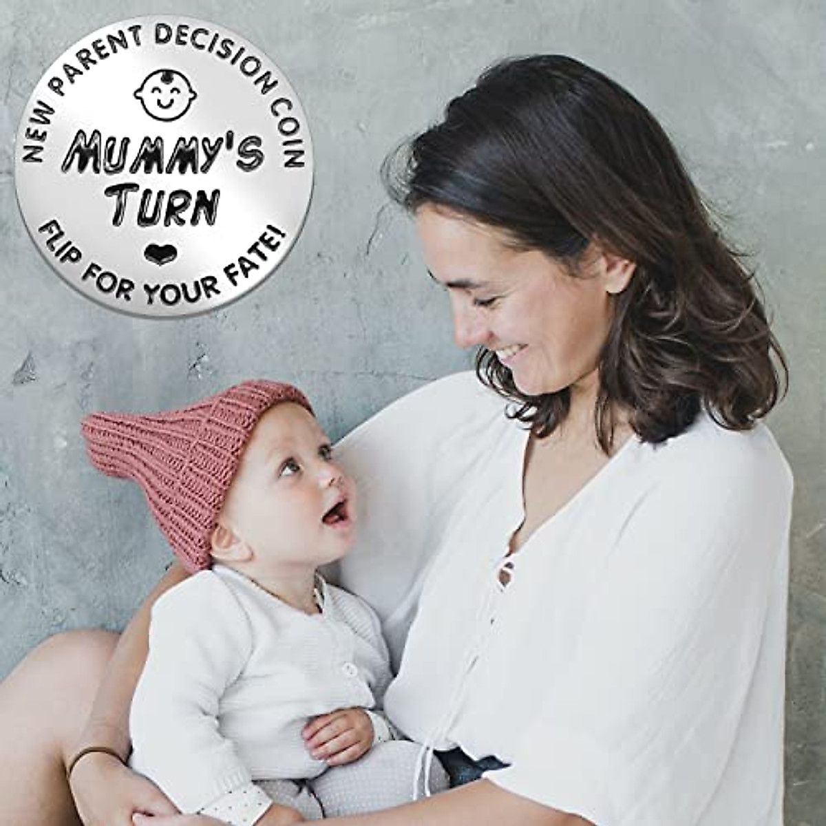 Huwane New Parent Decision Coin Flip for Your Fate, Mummy’s Turn or Daddy’s Turn, New Baby Gift Dad Pregnancy Mom Present for Wife, Husband, Mother’s Day, Father’s Day, Birthday, Christmas (1)