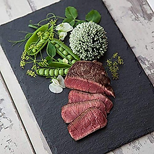 MONKEY SUN 4 Pack 12 x 8 Black Slate Cheese Board with Natural Edge for Kitchen Dining Party, Charcuterie Stone Plates for Cake Fruit Meat Appetizers Dried Fruits Display Chalkboard, Set of 4