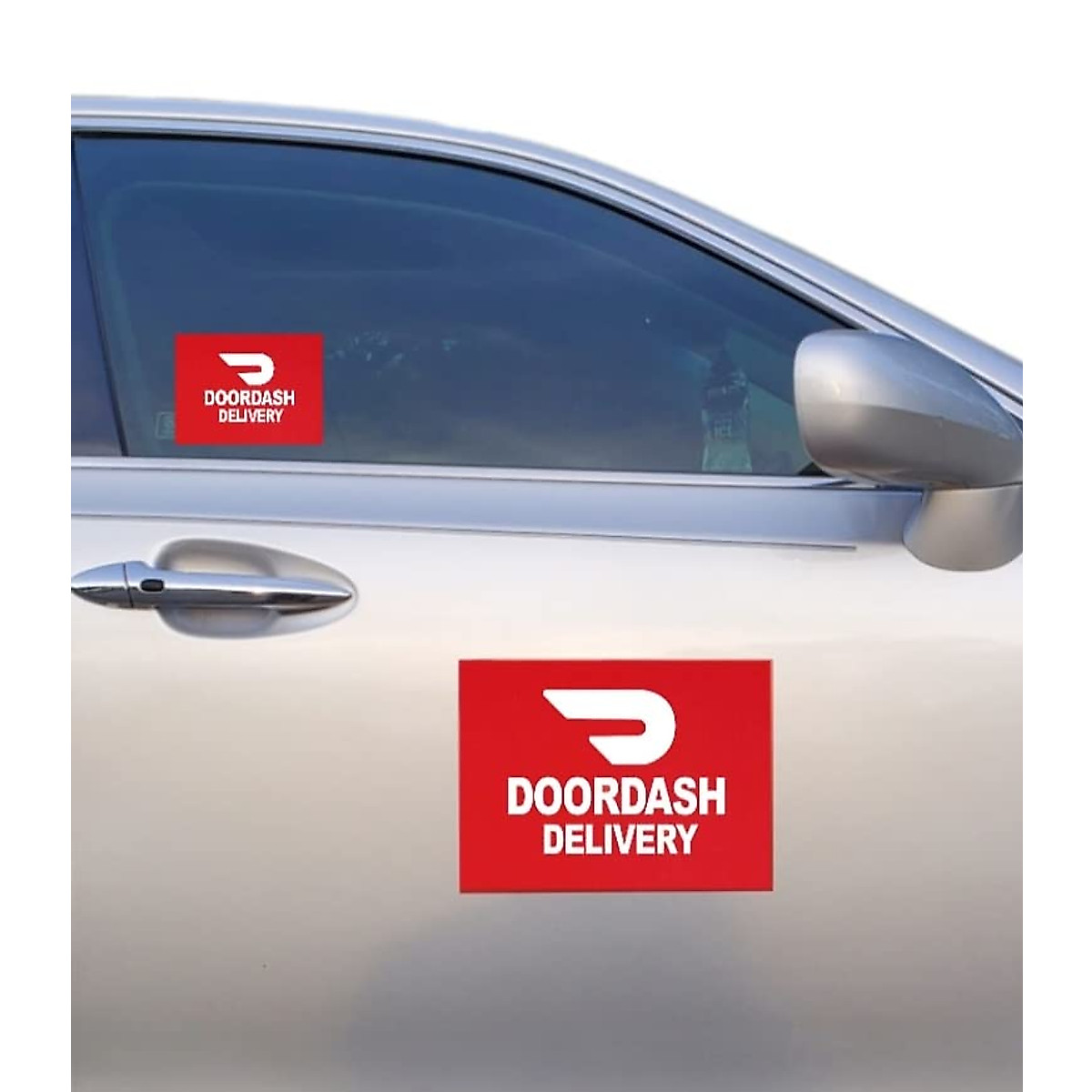 UPGRADED Doordash Car Magnets Door Signs And Stickers for Delivery Drivers (Set of 4) 11×7 and 4×4 (Red Background DD)
