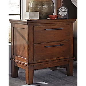 Signature Design by Ashley Ralene Mid-Century Modern Minimalist 2 Drawer Nightstand, Medium Brown