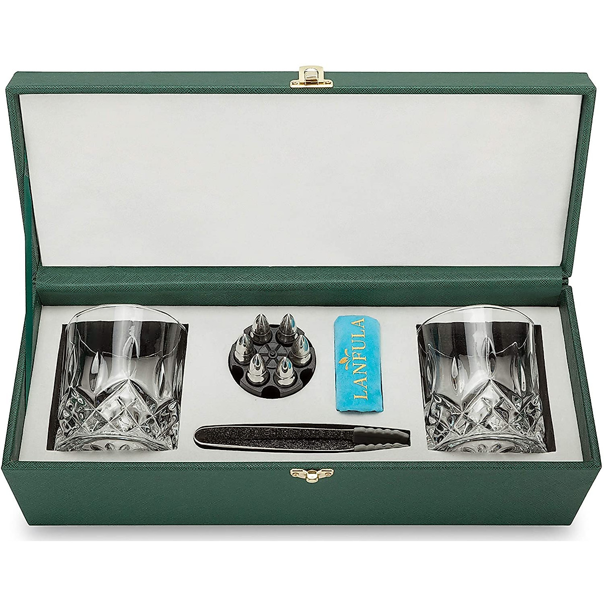 Whiskey Glasses with Bullets Stones Gift set for Men, Unique Bourbon Gifts for Anniversary Christmas