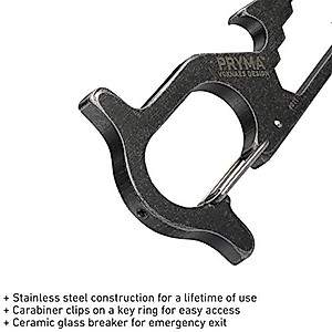 CRKT Pryma Stainless Steel Multitool: Compact and Lightweight EDC Metal Multi-Tool with Pry Bar, Hex Wrench, Bottle Opener, Glass Breaker, and Carabiner 9011