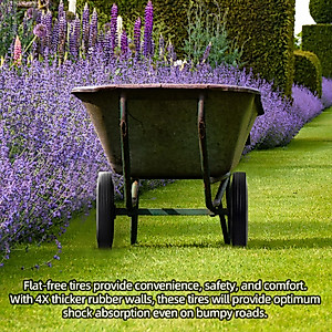 AR-PRO (2-Pack 10'' x 2'' Flat Free Solid Rubber Tire and Wheel, 3/4" & 5/8" & 1/2" Axles Bore Hole with 2.23" Offset Hub, Replacement 10 Inche Wheel for Dolly Hand Trucks and Wheelbarrows