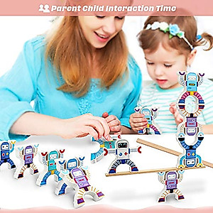 JIUBAR Wooden Stacking Games, Hercules Acrobatic Troupe Interlock Toys, Balancing Blocks Games Toddler Educational Toys for 3 4 5 6 Years Old Kids Infants Adults 12 Pieces (Hercules)