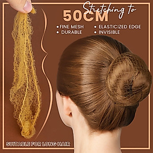 YGDZ 50cm Hair Nets for Buns, 40pcs - Light Coffee Nylon Mesh Hair Accessories for Ballet Girls, Food Service, Sleeping, Wig, Women, Girls, with 40 U Shaped Bobby Pins, Hair Ties