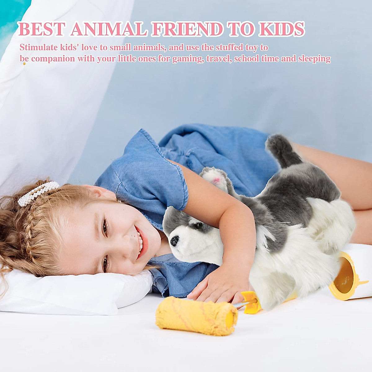 Husky Stuffed Animal, Alaskan Malamute Dog Plush, Realistic Dog Plushie for Kids, Weighted Dog Toy Stuffed Animals, 9 Inch