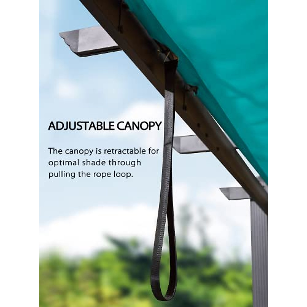 PURPLE LEAF 10' X 13' Outdoor Retractable Pergola with Sun Shade Canopy Patio Metal Shelter for Garden Porch Beach Pavilion Grill Gazebo Modern Yard Grape Trellis Pergola, Turquoise Blue